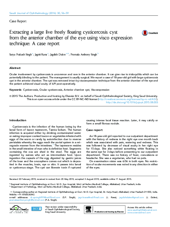 (PDF) Extracting a large live freely floating cysticercosis cyst from ...