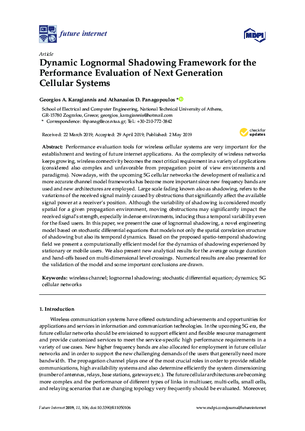 (PDF) Dynamic Lognormal Shadowing Framework for the Performance Evaluation of Next Generation ...