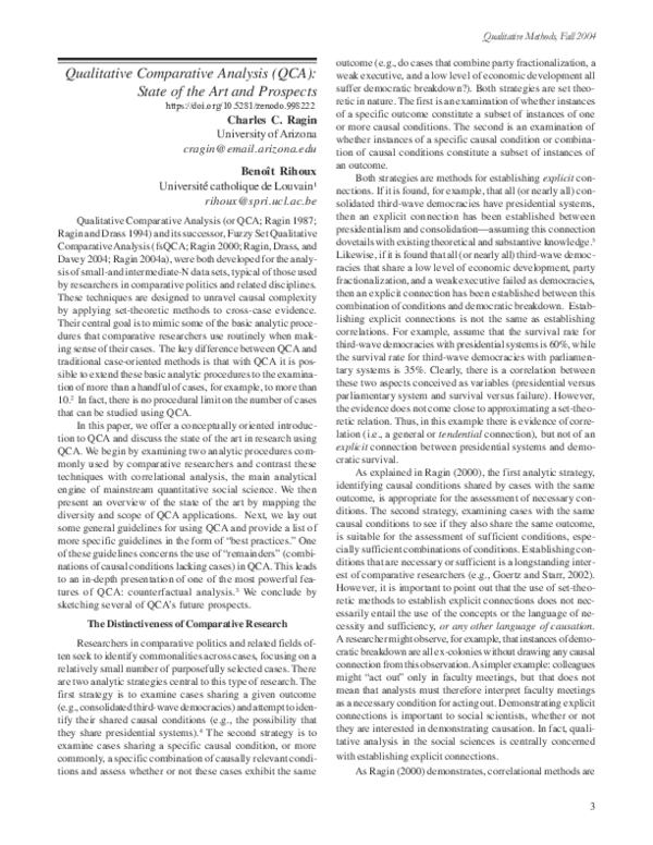 (PDF) Qualitative Comparative Analysis (Cqa): State Of The Art And ...