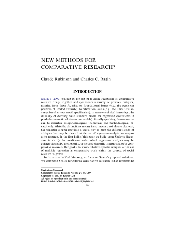 (PDF) New Methods for Comparative Research?