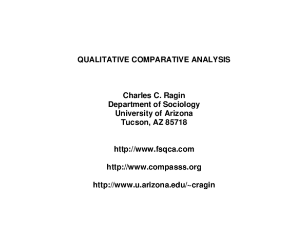 (PDF) Qualitative Comparative Analysis