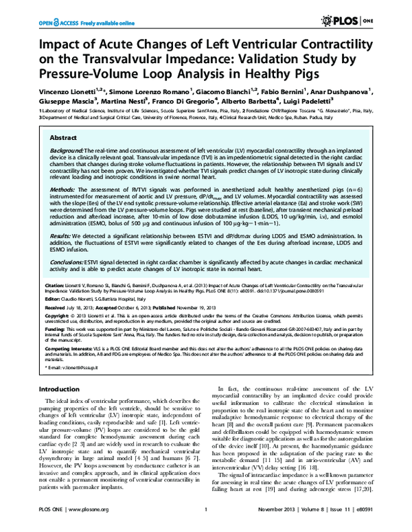 (PDF) Impact of Acute Changes of Left Ventricular Contractility on the ...