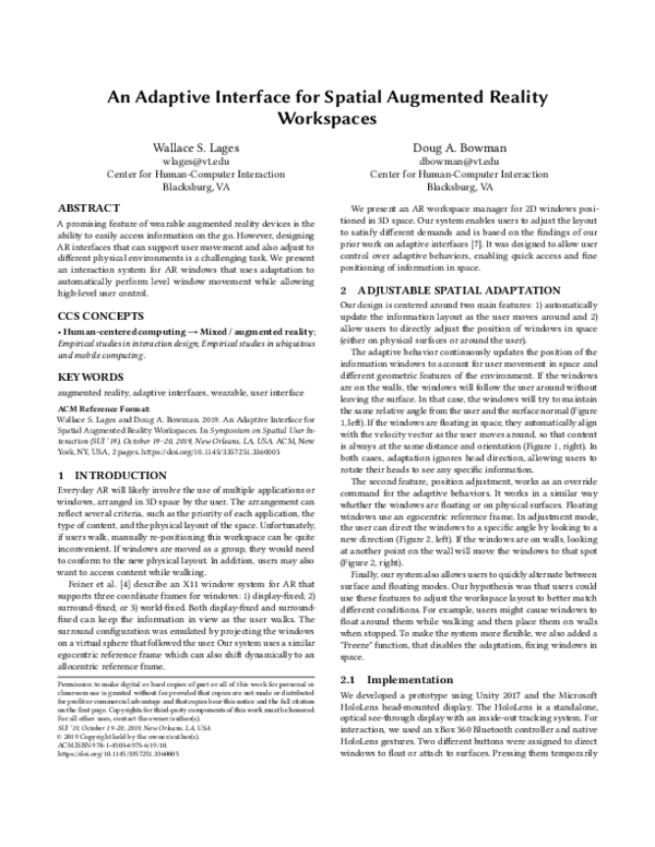 (PDF) An Adaptive Interface for Spatial Augmented Reality Workspaces
