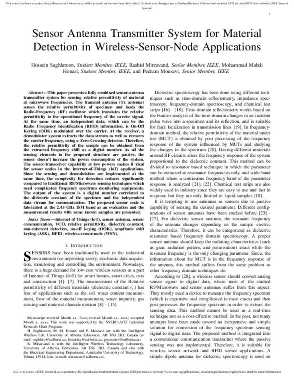 (PDF) Sensor Antenna Transmitter System for Material Detection in Wireless-Sensor-Node Applications