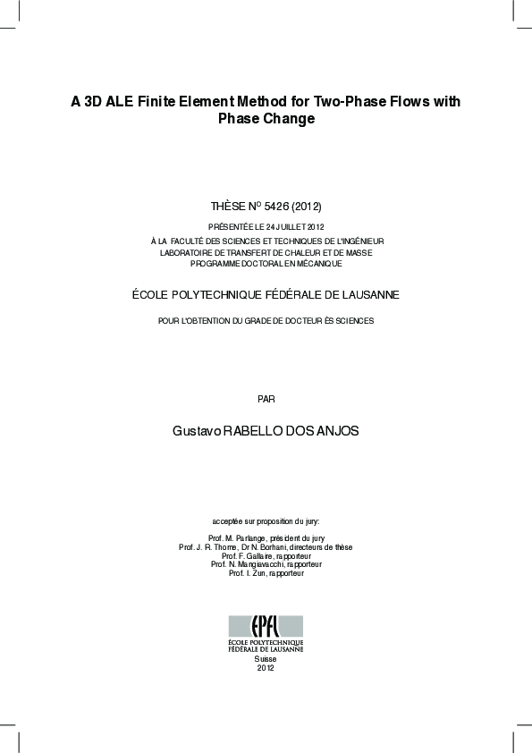(PDF) 3D ALE Finite-Element Method for Two-Phase Flows With Phase Change
