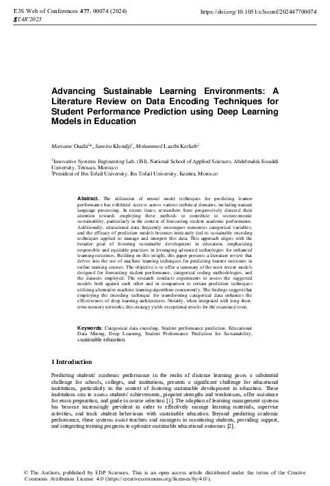 (PDF) Advancing Sustainable Learning Environments: A Literature Review on Data Encoding ...