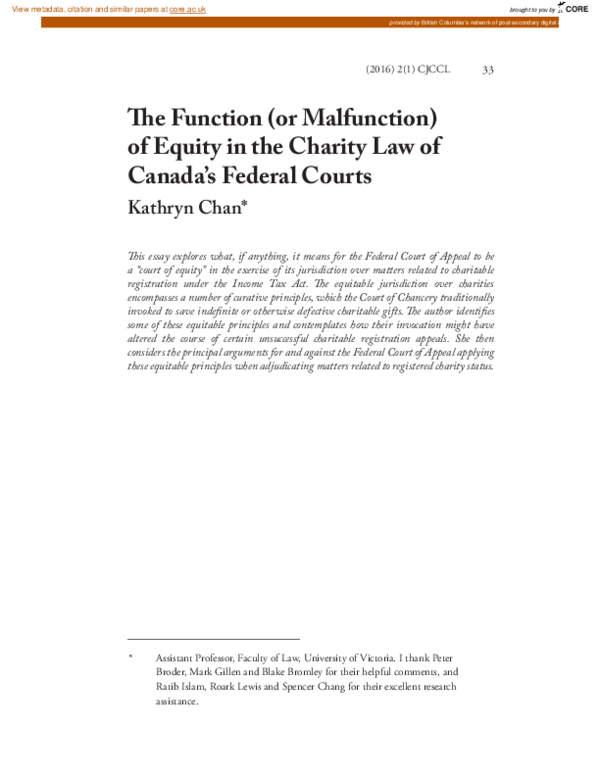 (PDF) The Function (or Malfunction) of Equity in the Charity Law of ...