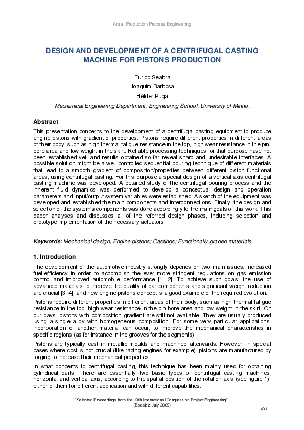 (PDF) Design and development of a centrifugal casting machine for ...