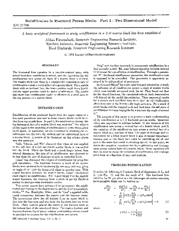 (PDF) Reinfiltration in Fractured Porous Media: Part 2 - Two ...