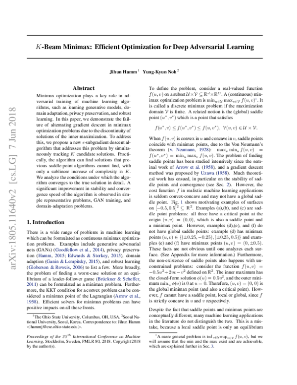 (PDF) K-Beam Minimax: Efficient Optimization for Deep Adversarial Learning