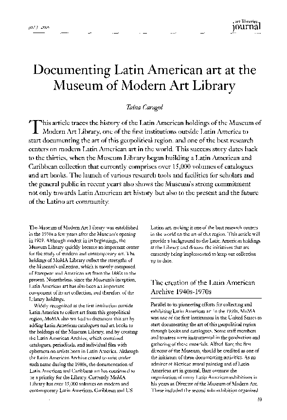 (PDF) Documenting Latin American art at the Museum of Modern Art Library