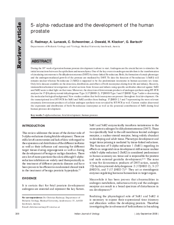 (PDF) 5-ALPHA-REDUCTASE and the Development of the Human Prostate