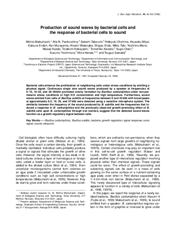 (PDF) Production of sound waves by bacterial cells and the response of ...