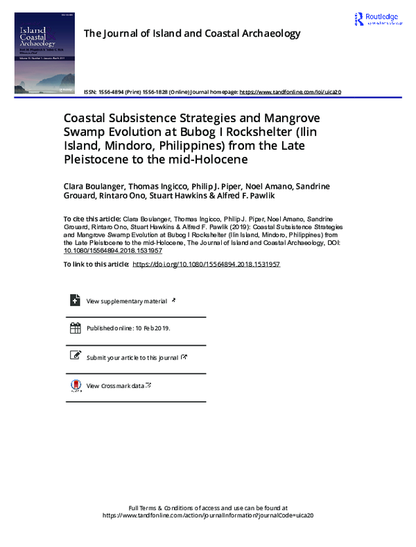 (PDF) Coastal Subsistence Strategies and Mangrove Swamp Evolution at ...
