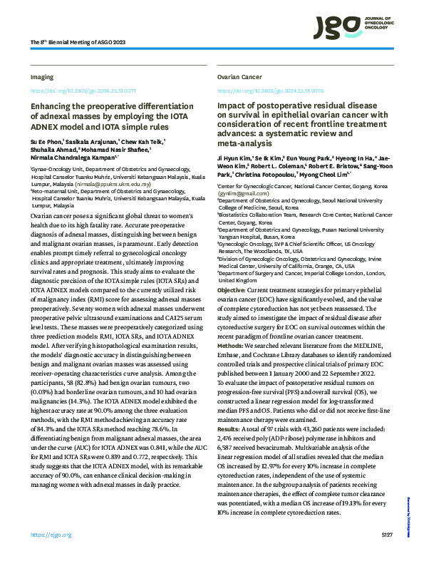 (PDF) Enhancing the preoperative differentiation of adnexal masses by ...