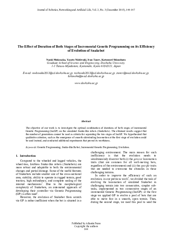 (PDF) The Effect of Duration of Both Stages of Incremental Genetic Programming on its Efficiency ...