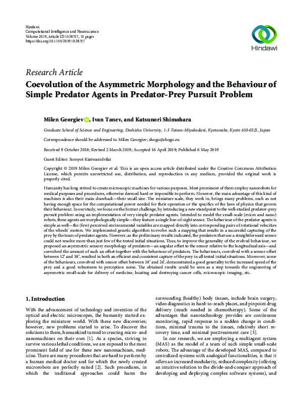 (PDF) Coevolution of the Asymmetric Morphology and the Behaviour of ...
