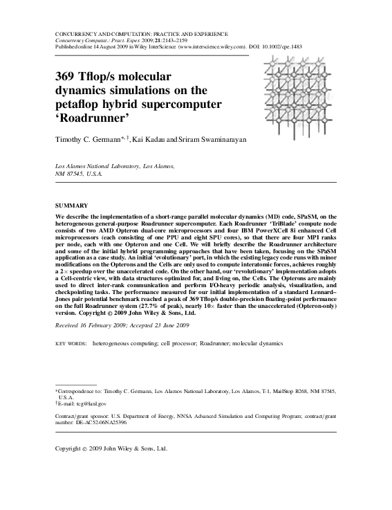 (PDF) 369 Tflop/s molecular dynamics simulations on the petaflop hybrid ...