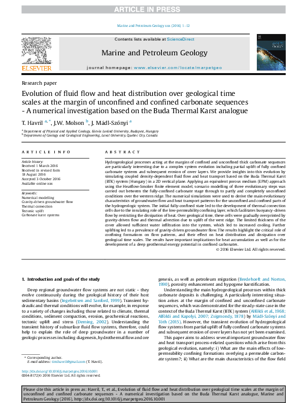 (PDF) Evolution of fluid flow and heat distribution over geological time scales at the margin of ...