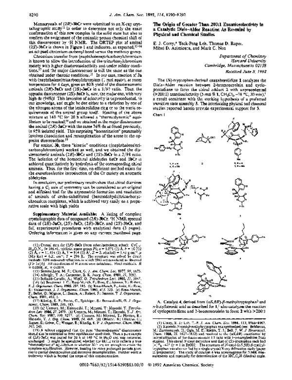 (PDF) The origin of greater than 200:1 enantioselectivity in a ...