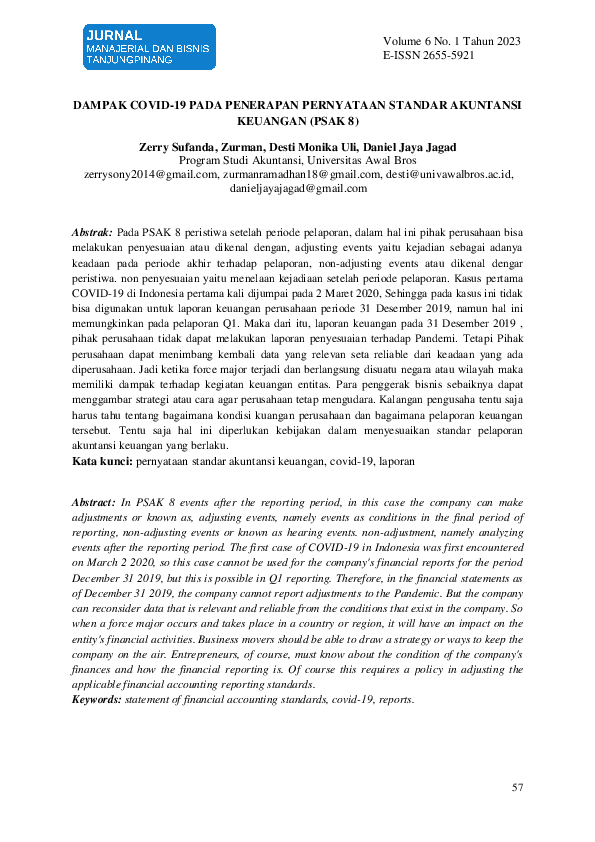 (PDF) Dampak COVID-19 Pada Penerapan Pernyataan Standar Akuntansi ...