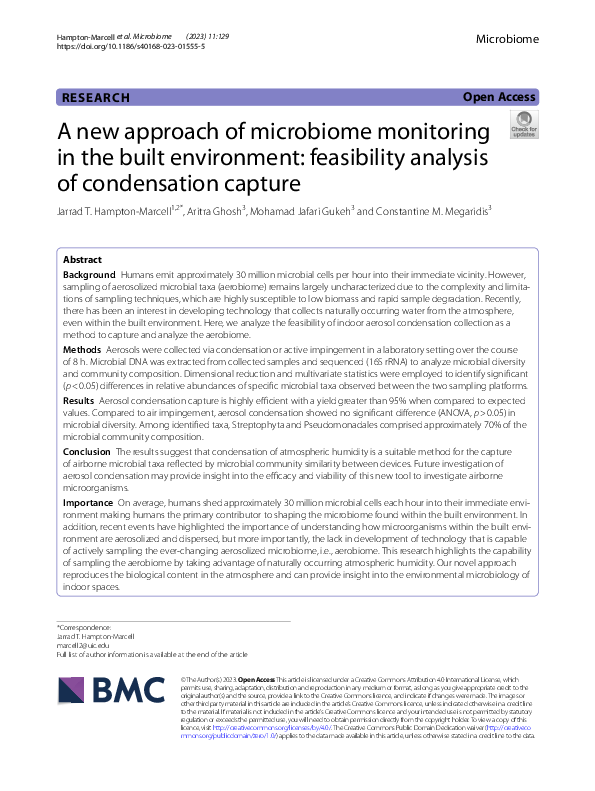 (PDF) Efficient Condensation Capture of Indoor Aerobiome