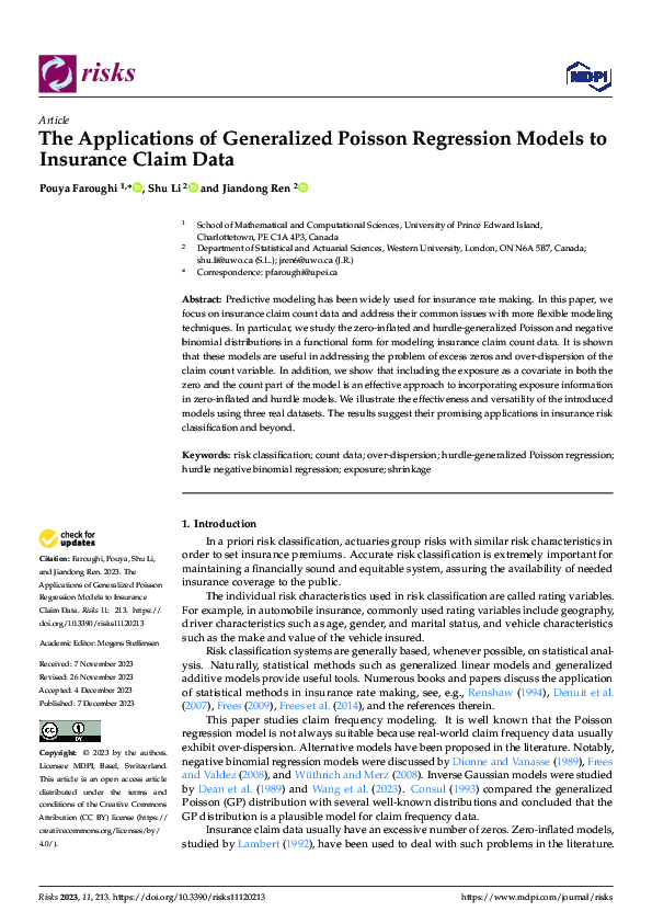 (PDF) The Applications of Generalized Poisson Regression Models to ...