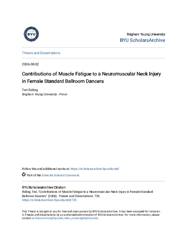 (PDF) Contributions of Muscle Fatigue to a Neuromuscular Neck Injury in ...