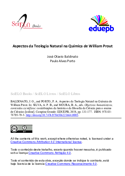 (PDF) Aspectos da Teologia Natural na Química de William Prout | Paulo ...