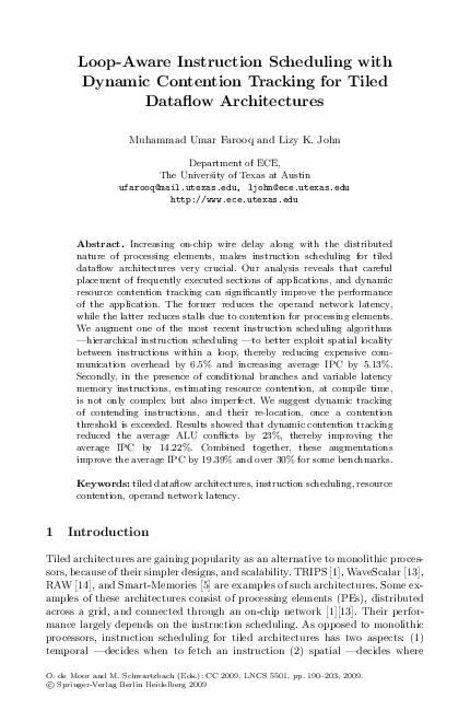 Pdf Loop Aware Instruction Scheduling With Dynamic Contention