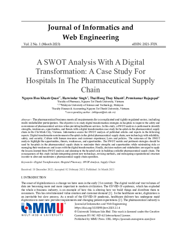 (PDF) A SWOT Analysis With A Digital Transformation: A Case Study For ...