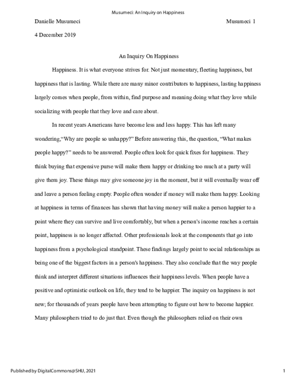 (PDF) An Inquiry on Happiness