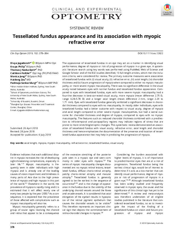 (PDF) Tessellated fundus appearance and its association with myopic ...