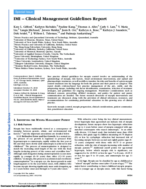 (PDF) IMI – Clinical Management Guidelines Report