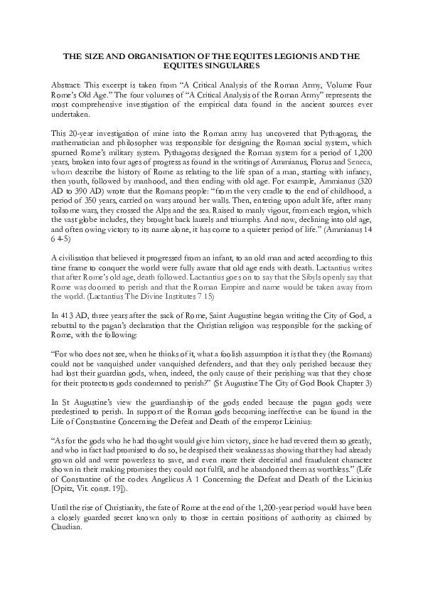 (PDF) The Size and Organisation of the Equites Legionis and the Equites ...