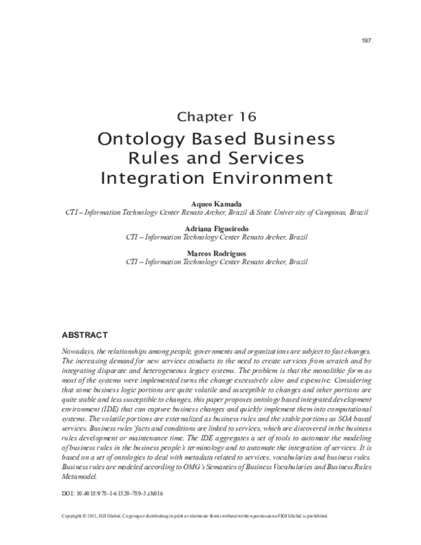 Ontology Based Business Rules and Services Integration Environment