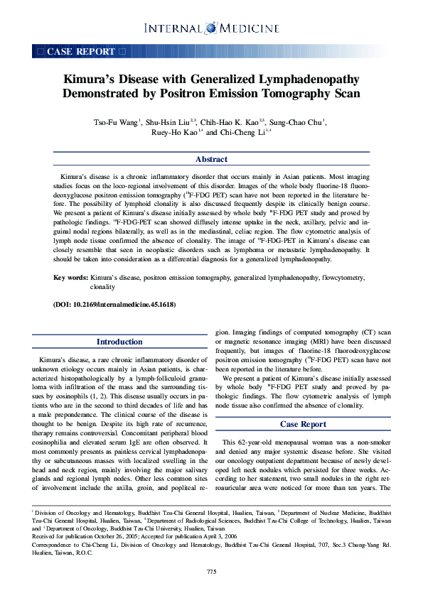 (PDF) Kimura's Disease with Generalized LymphadenopathyDemonstrated by ...