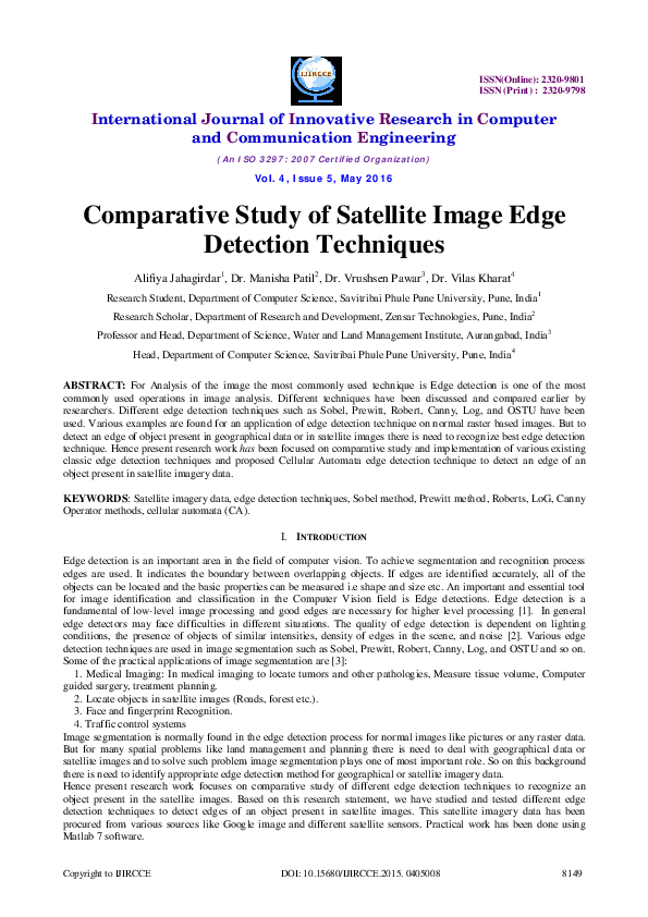 (PDF) Comparative Study of Satellite Image Edge Detection Techniques