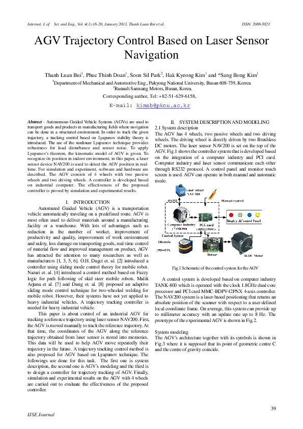 (PDF) AGV Trajectory Control Based on Laser Sensor Navigation