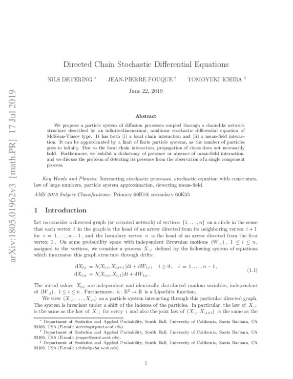 (PDF) Directed Chain Stochastic Differential Equations