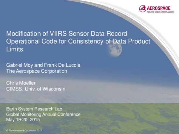 (PDF) Modification of VIIRS sensor data record operational code for ...