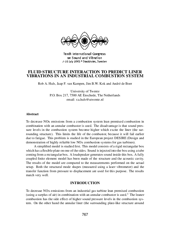(PDF) Predicting Liner Vibrations in Combustion Systems