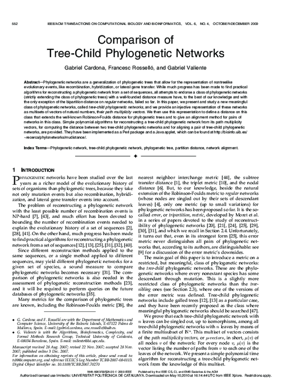 (PDF) Comparison of Tree-Child Phylogenetic Networks