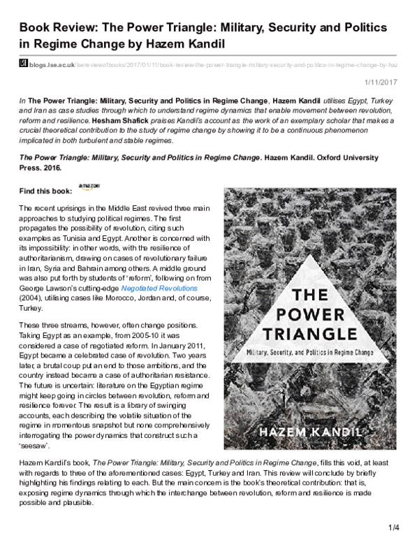 (PDF) Book review: the power triangle: military, security and politics ...
