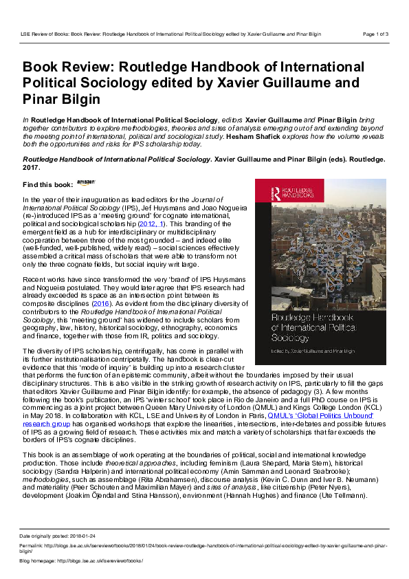 (PDF) Book review: Routledge handbook of international political ...