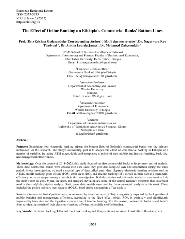 (PDF) The Effect of Online Banking on Ethiopia's Commercial Banks ...