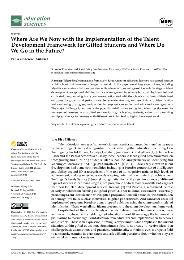 (PDF) Where Are We Now with the Implementation of the Talent ...
