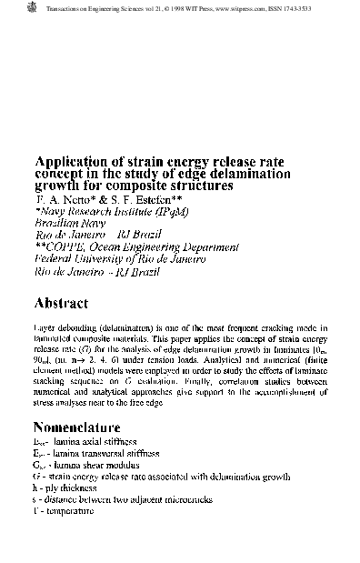 (PDF) Application Of Strain Energy Release Rate Concept In The Study Of ...