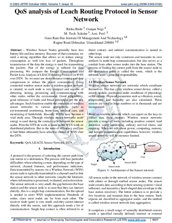 (PDF) QoS analysis of Leach Routing Protocol in Sensor Network
