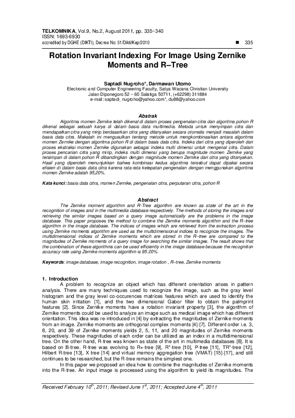 (PDF) Image Indexing with Zernike Moments & R-Tree